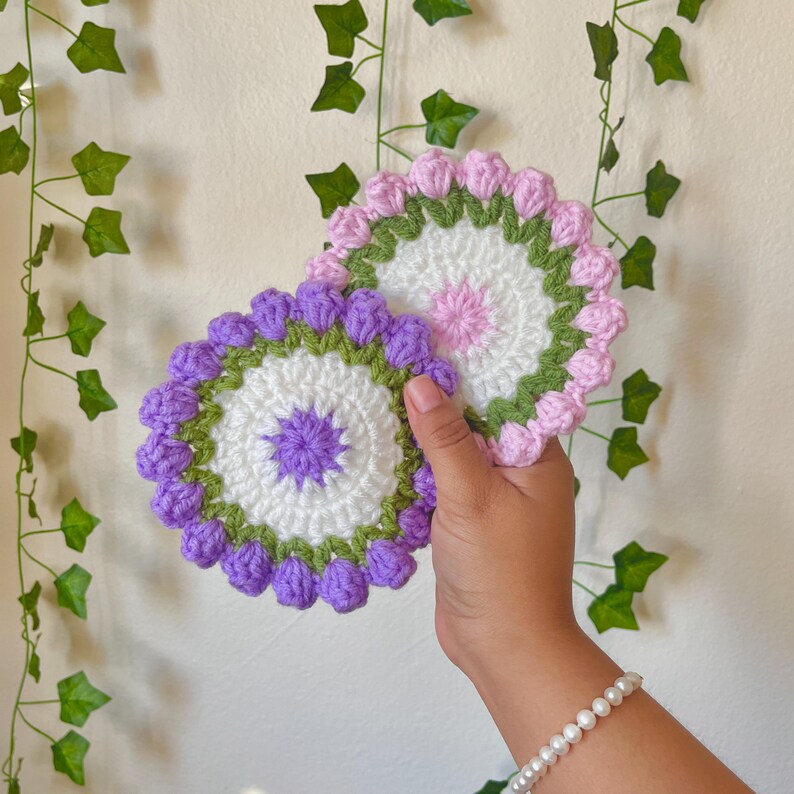 Tulip Coasters | Crochet Flower Coaster for Cozy Desk Setup Cute ...