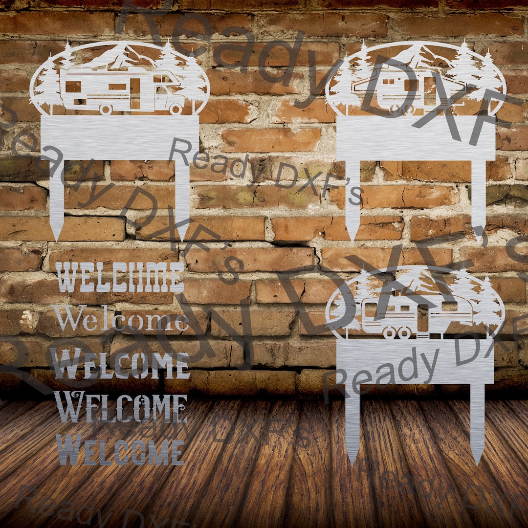 Camper Campsite Yard Welcome Stake Dxf File, Ready Dxfs Digital ...