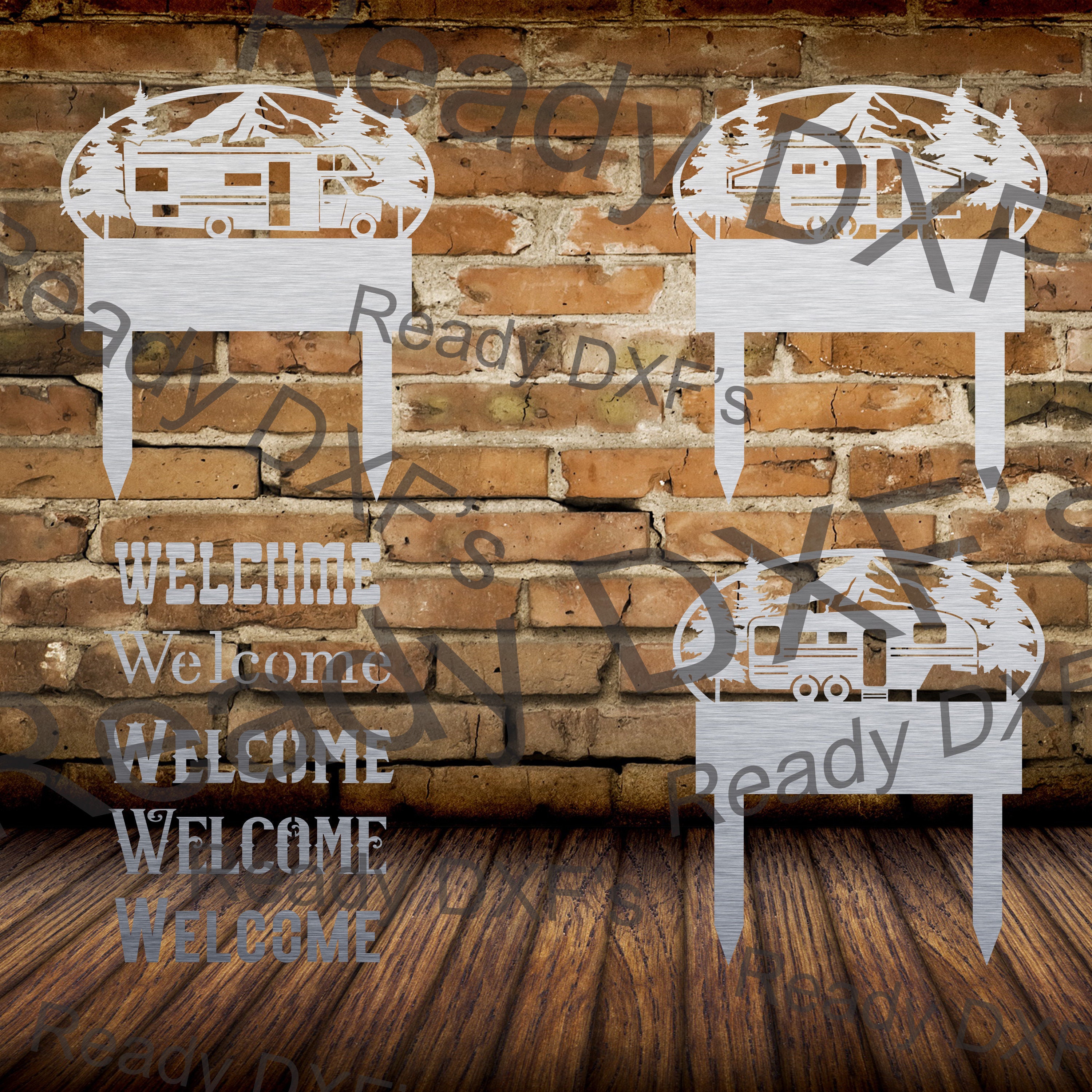 Camper Campsite Yard Welcome Stake Dxf File, Ready Dxfs Digital ...