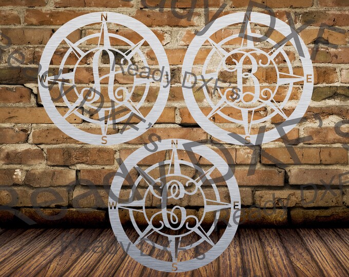 Compass Monogram Dxf Files, Ready Dxfs Digital Download, Plasma Cutter ...