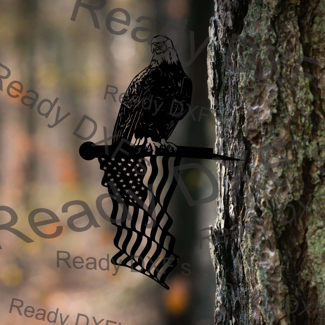 Eagle With Flag Tree Stake Dxf File Ready Dxfs Digital | Etsy