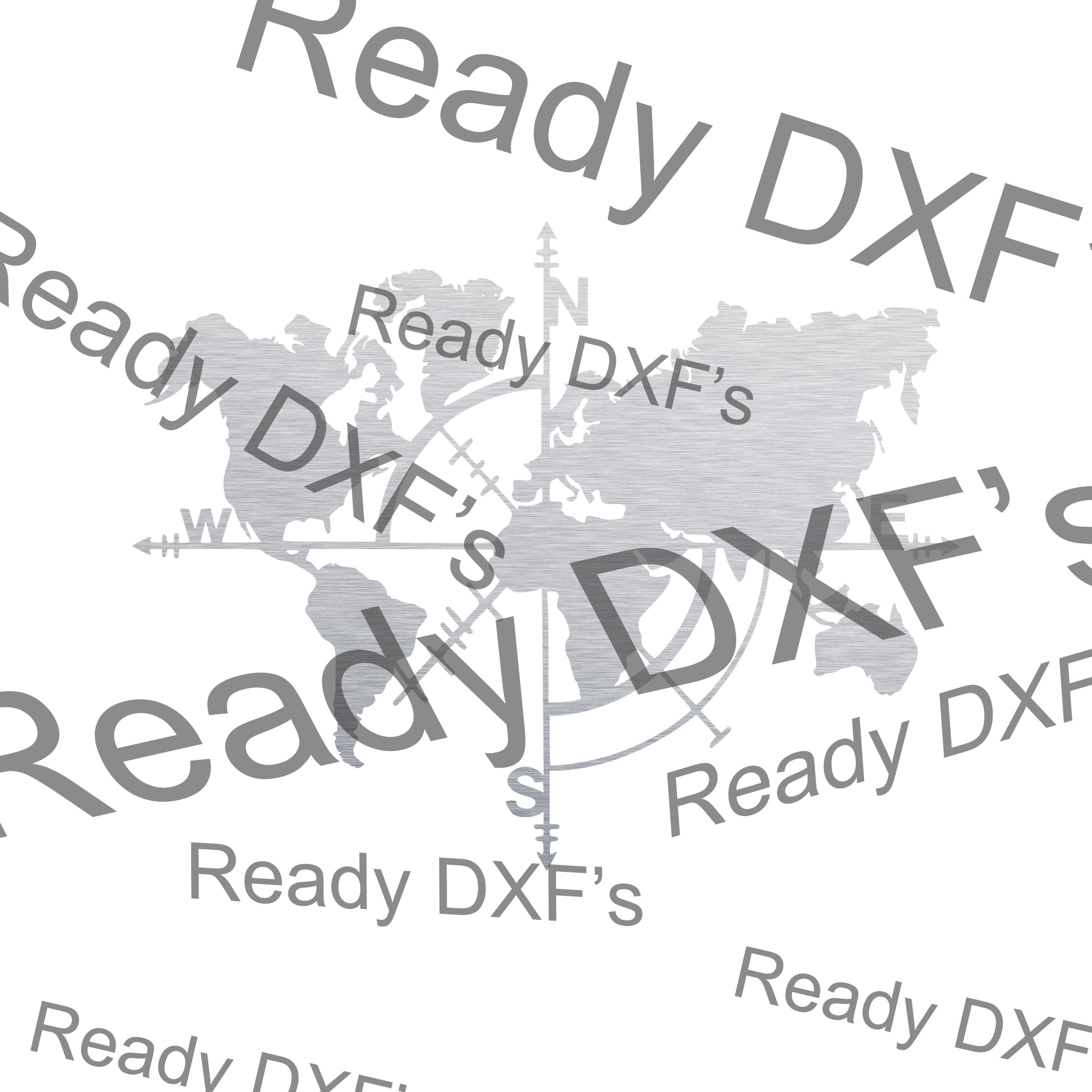 World Map With Compass Dxf File, Ready Dxfs Digital Download, Plasma ...