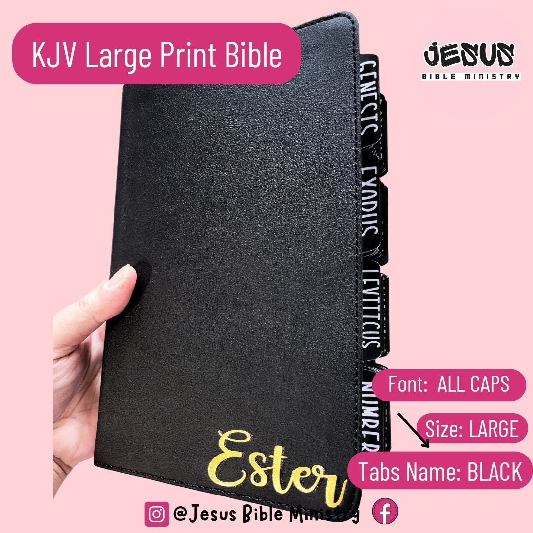 PERSONALIZED BIBLE, KJV Large Print, Black, Bible With Tabs, Custom ...