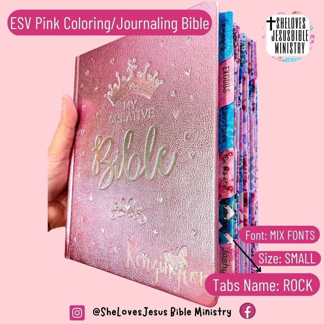 PERSONALIZE Bible, ESV Bible, Pink, Customize Tabs, Hardcover ...