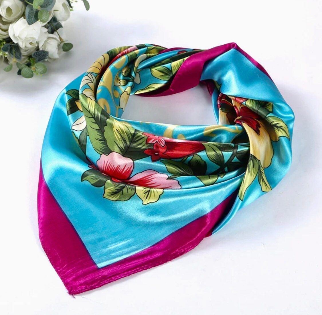 Hawaiian Print Satin Head Scarf/ Soft Hair Scarf/ Bandana Head - Etsy