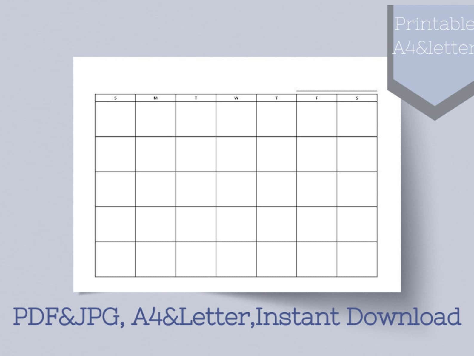 2022 Calendar Blank Calendar Printable DIY Calendar Simple | Etsy