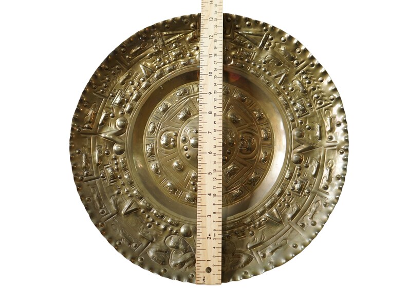 VINTAGE Brass Wall Plates, Set of 3, Mayan Aztec Calendar, 1970's, Made ...