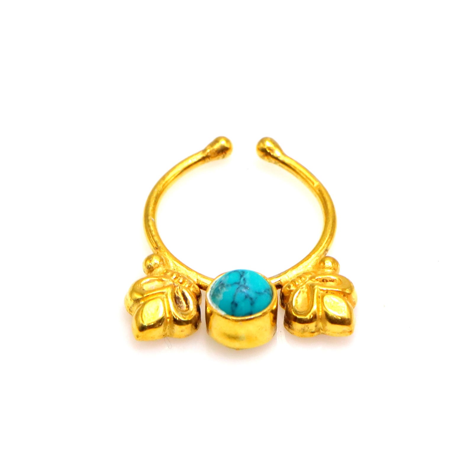 Turquoise Silver Septum Ring, Silver Handcrafted Jewelry, Bohemian ...