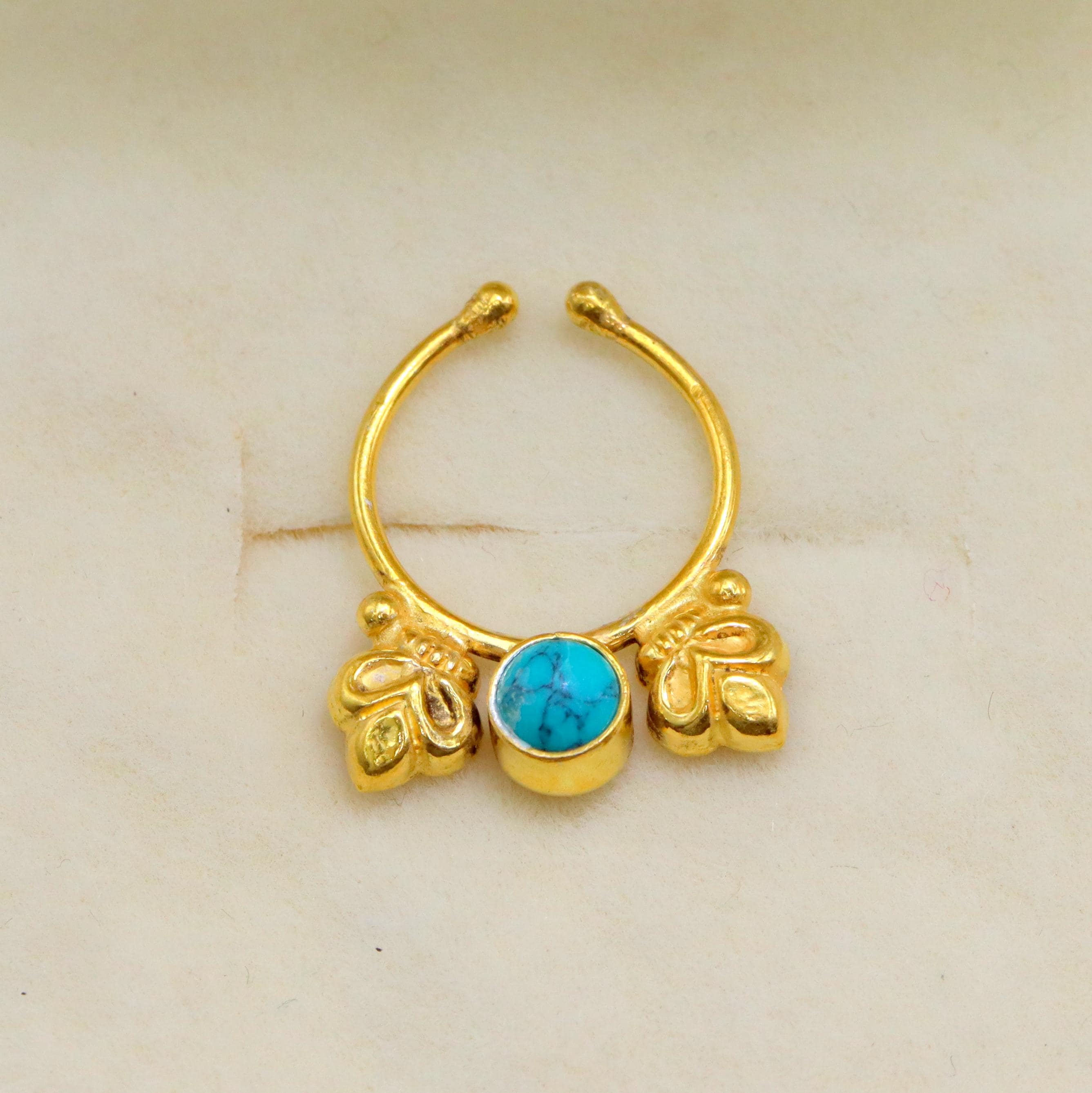 Turquoise Silver Septum Ring, Silver Handcrafted Jewelry, Bohemian ...