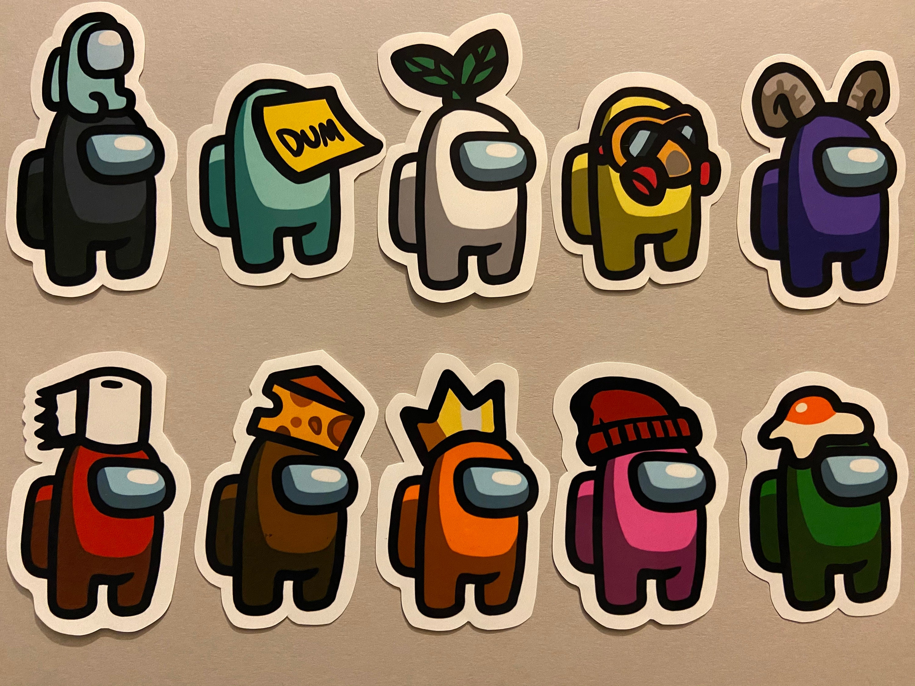 Among Us Custom Crewmate Vinyl Stickers Among Us Hats Etsy