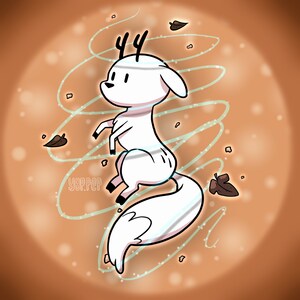 Twig the Deer Fox / Art Print 5x5 art Print / Hilda / | Etsy