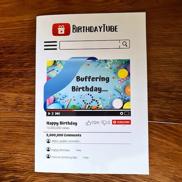 Youtuber Birthday Card - Etsy