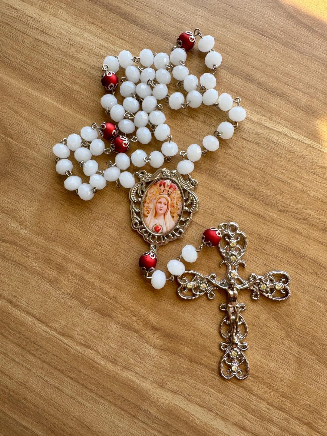 Handmade Our Lady of Fatima Rosary, 10mm Crystal Beads - Etsy