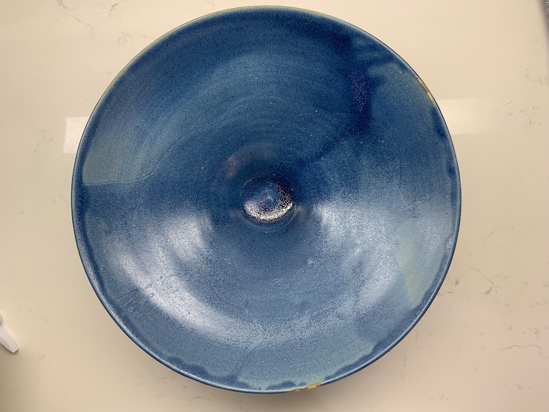 Large Eclectic Matte Blue Bowl by Guerojo - Etsy