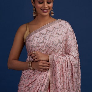 Saree Women's Saree Threads & Dual Sequence Work Saree - Etsy