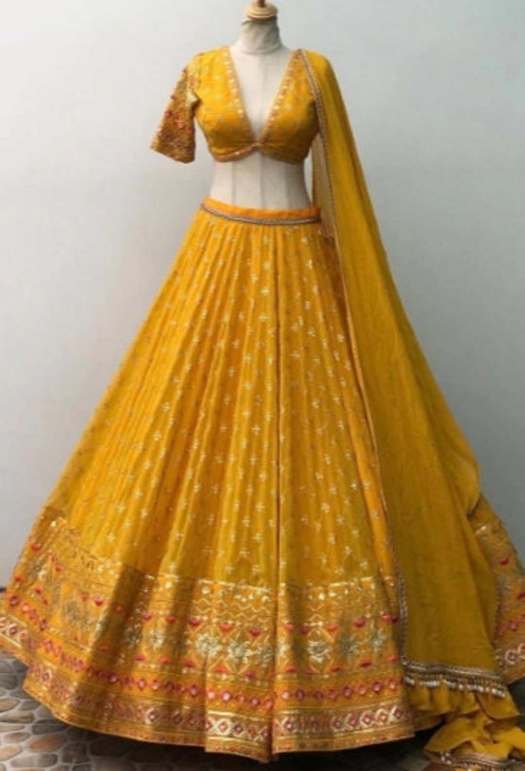 Yellow Color Georgette Embroidery Work Women's Lehenga Choli, Designer ...