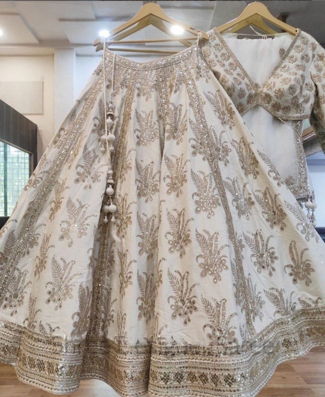 Cream Color Women's Lehenga, Lehenga Choli, Embroidery Work Lehenga ...