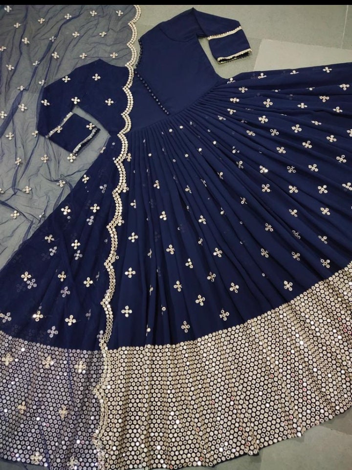 Fox Georgette Embroidery Anarkali Gown Anarkali Suit Indian - Etsy