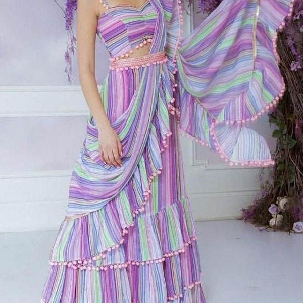 Ruffle Saree - Etsy