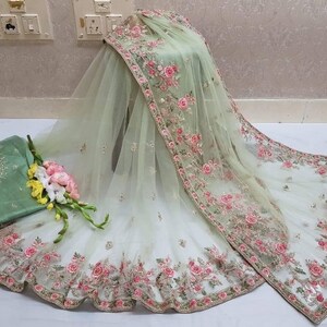 Net Saree Indian Women's Heavy Net Saree Thread Work - Etsy