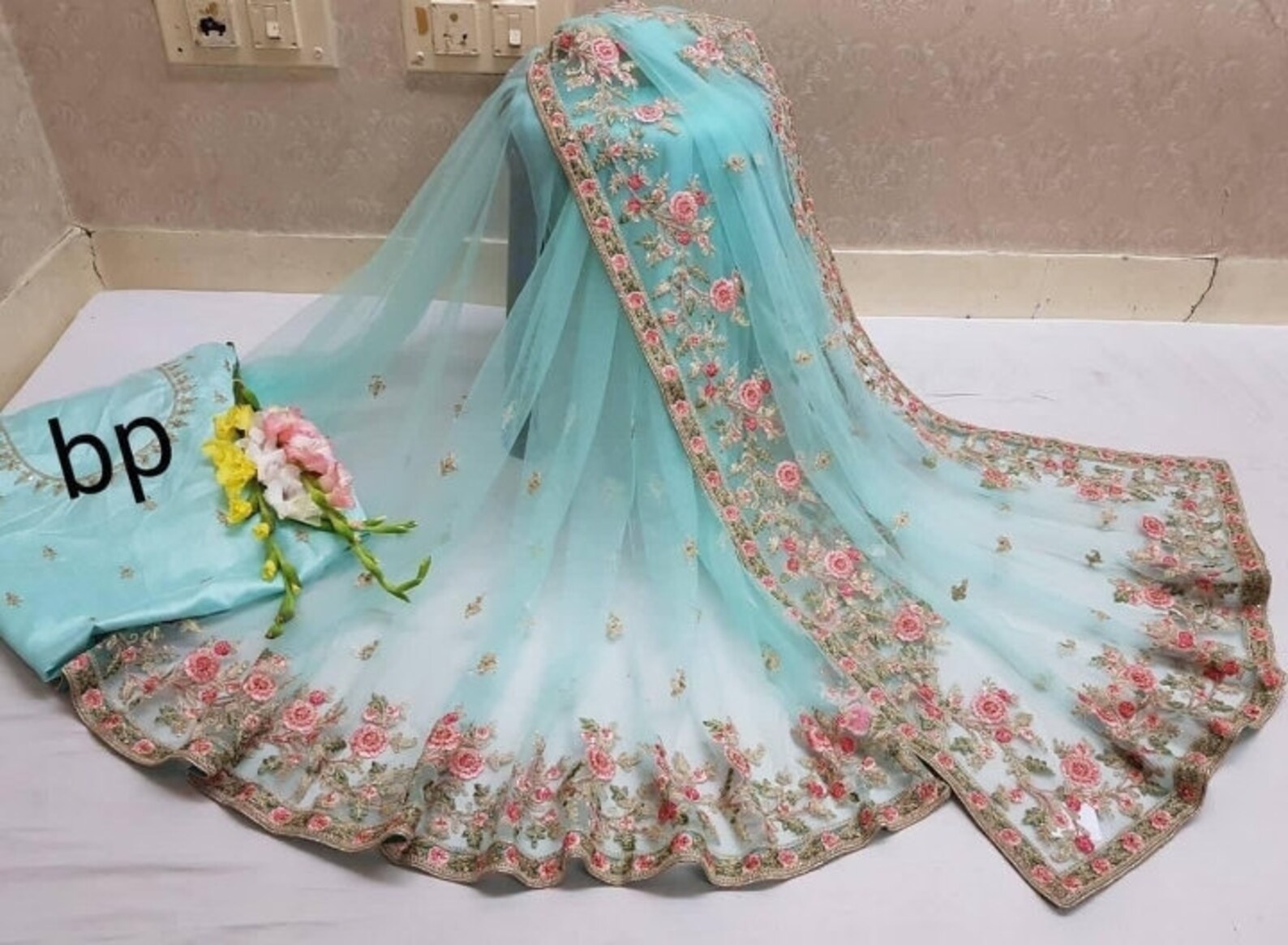 Net Saree Indian Women's Heavy Net Saree Thread Work | Etsy