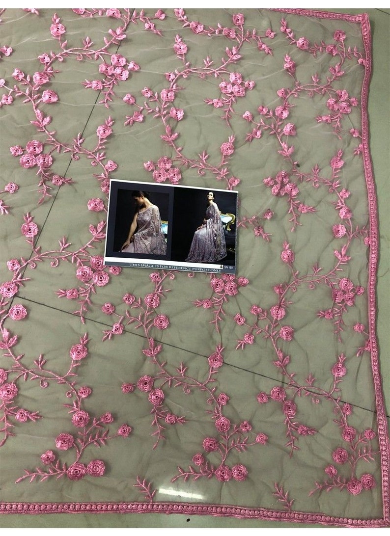 Net Saree Embroidery Saree Zari Work Thread Work Saree - Etsy