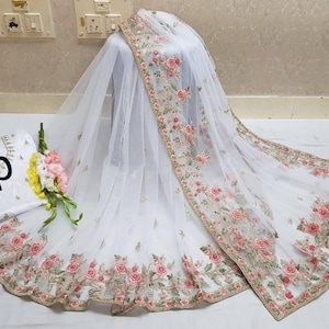 Net Saree Indian Women's Heavy Net Saree Thread Work - Etsy