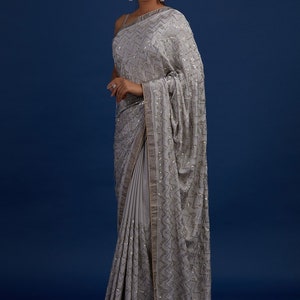 Saree Women's Saree Threads & Dual Sequence Work Saree - Etsy