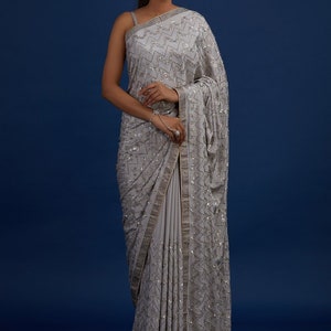 Saree Women's Saree Threads & Dual Sequence Work Saree - Etsy