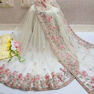 Net Saree Indian Women's Heavy Net Saree Thread Work - Etsy