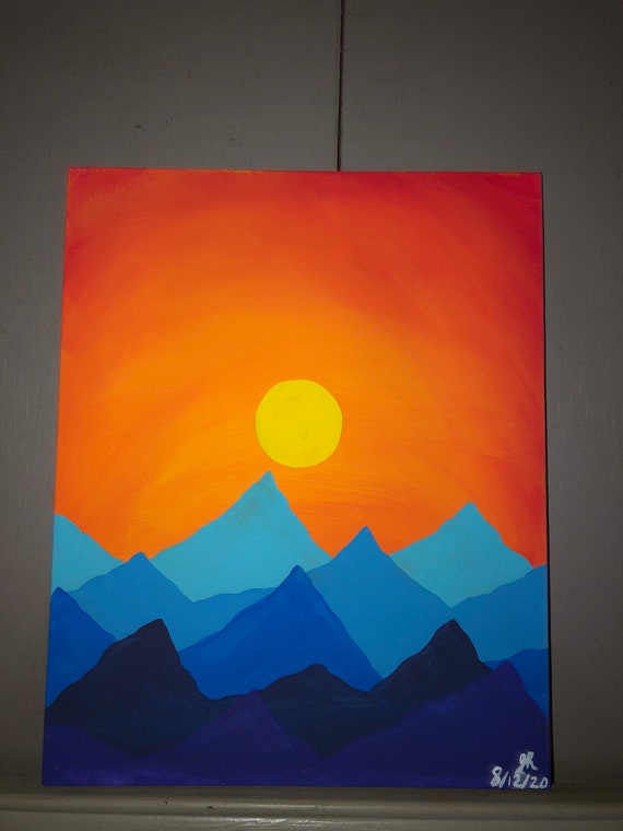 Easy Mountain Sunset Paintings