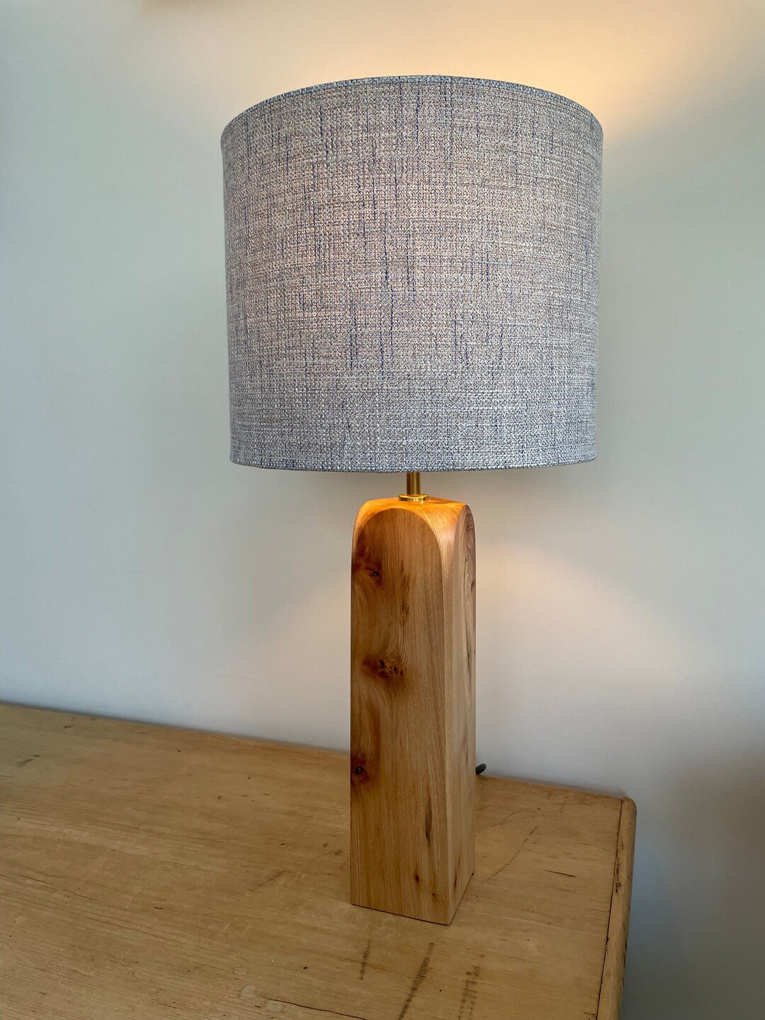 Tall Solid Elm Block Lamp - Etsy