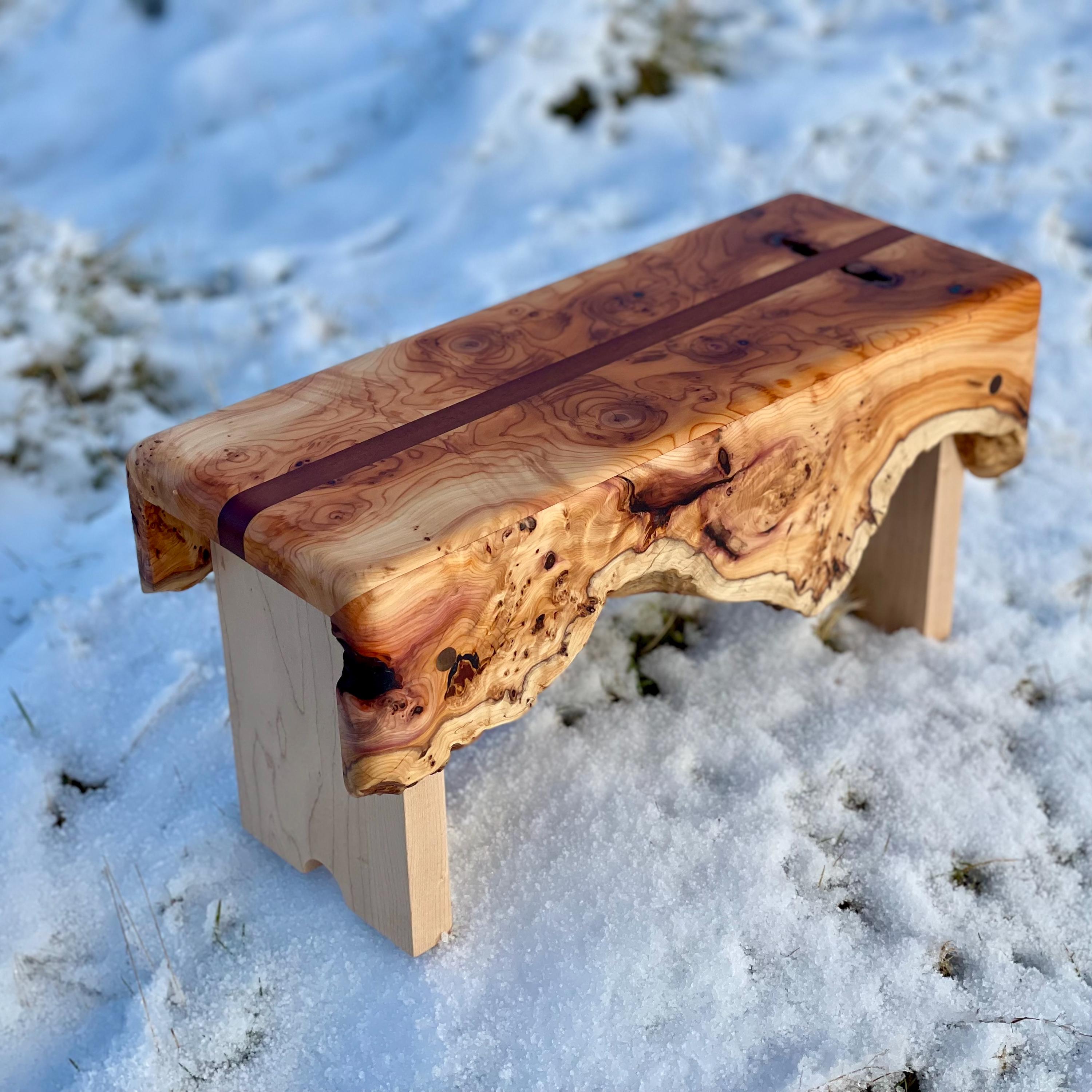 Creepie Stool in Live Edge Yew and Maple - Etsy UK