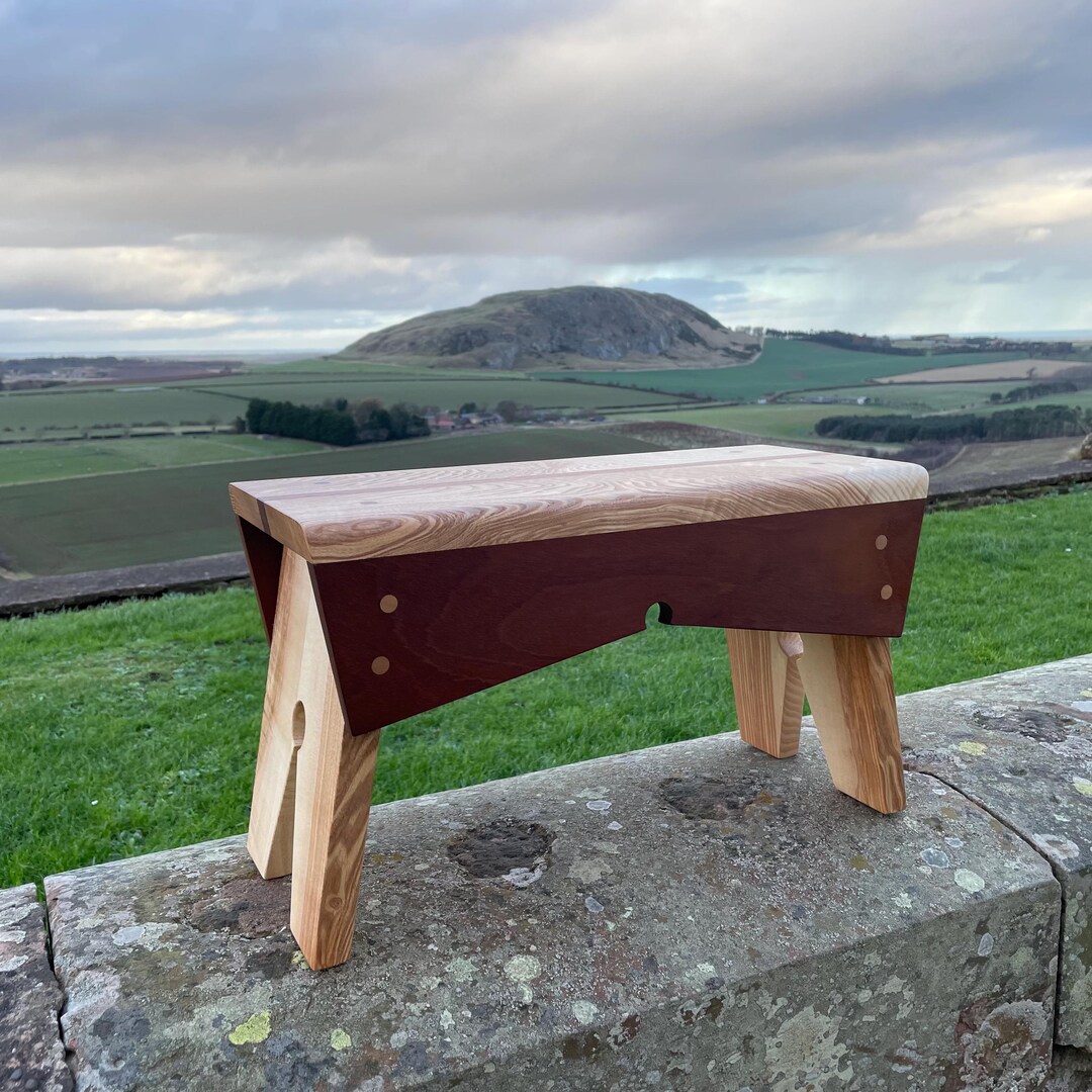 Creepie Stool in Scottish Olive Ash and Reclaimed Mahogany - Etsy