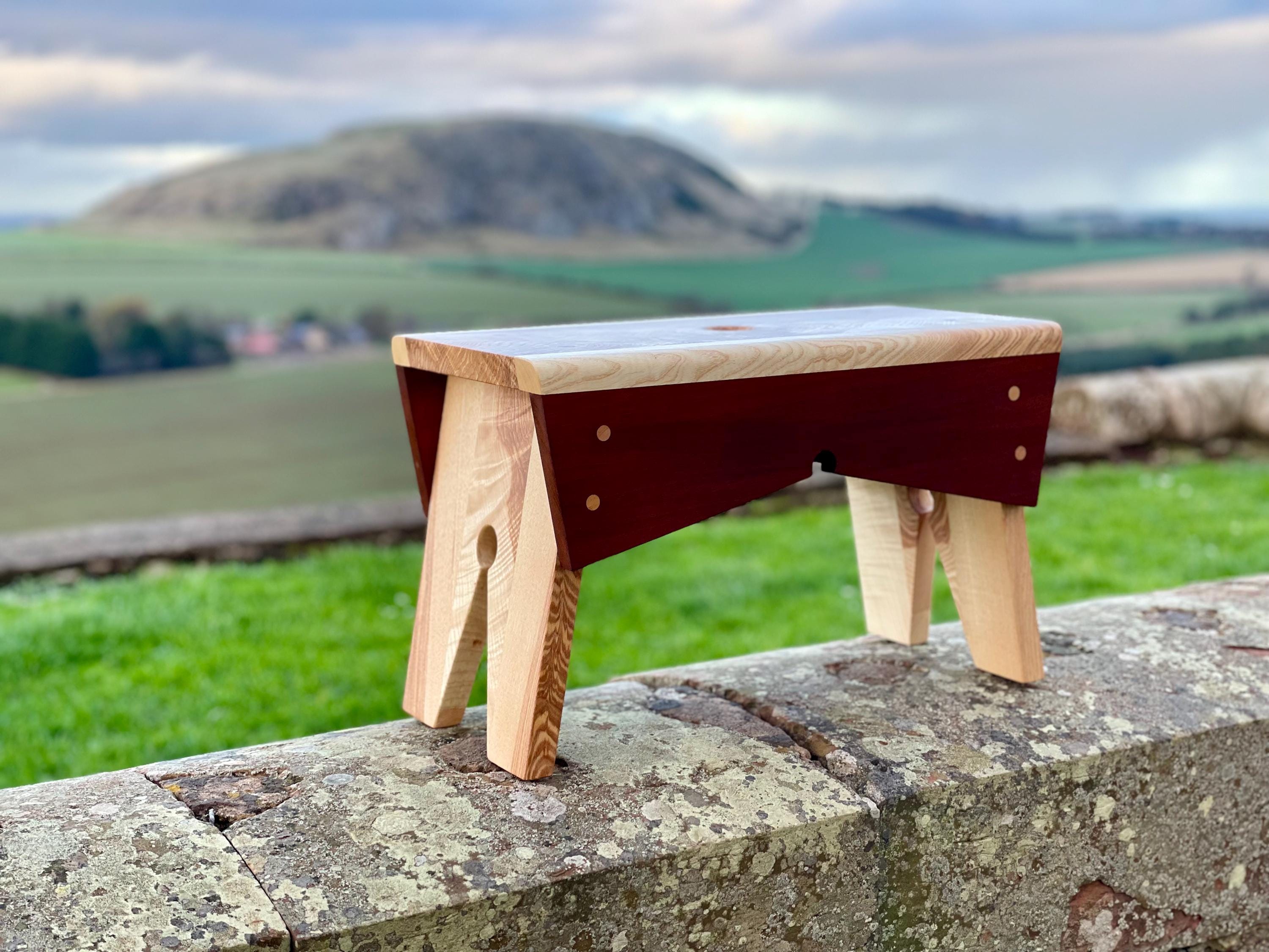 Creepie Stool in Scottish Olive Ash and Reclaimed Mahogany - Etsy UK