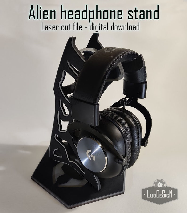 Alien Themed Headphone Stand Laser Cut Files, for Glowforge, CNC Etc ...