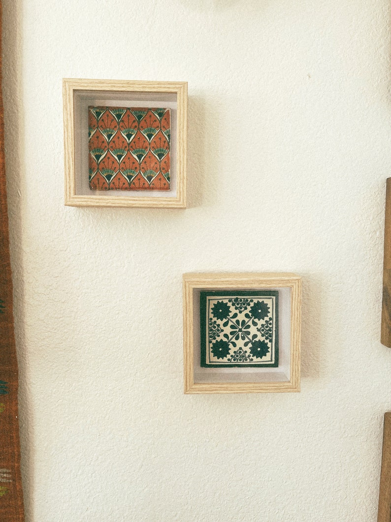 Natural Wood 5x5 Talavera Tile Shadow Box Single Frame / - Etsy
