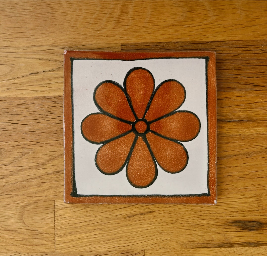 Terracotta Flower Talavera Coaster / Mexican Tile / Southwest Home ...