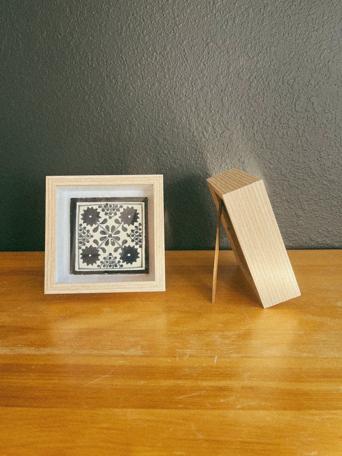 Natural Wood 5x5 Talavera Tile Shadow Box Single Frame / - Etsy