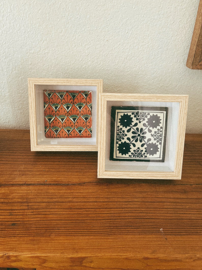 Natural Wood 5x5 Talavera Tile Shadow Box Single Frame / - Etsy