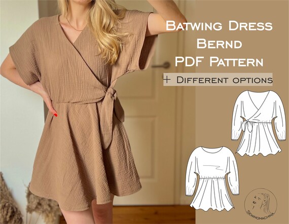PDF Sewing Pattern Batwing Dress Bernd / Schnittmuster - Etsy