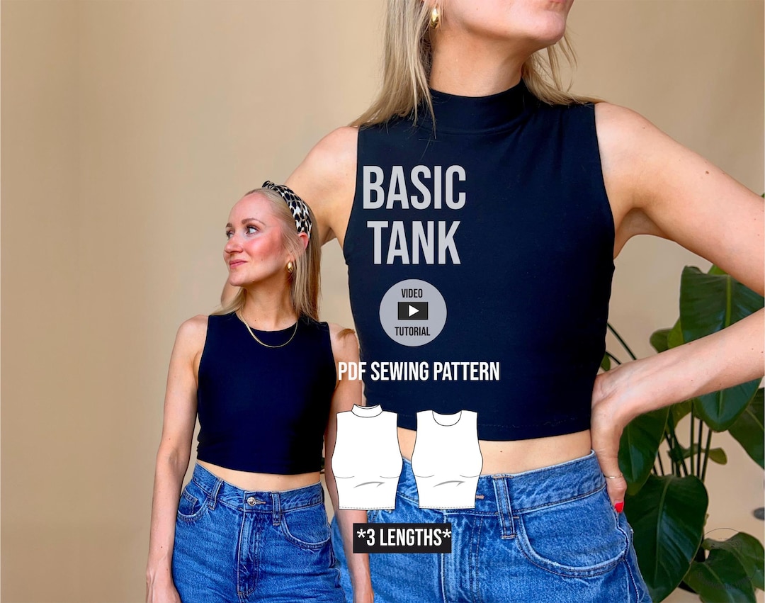 Basic Tank Sewing Pattern Kurt / 3 Lengths / Easy High Neck Top ...