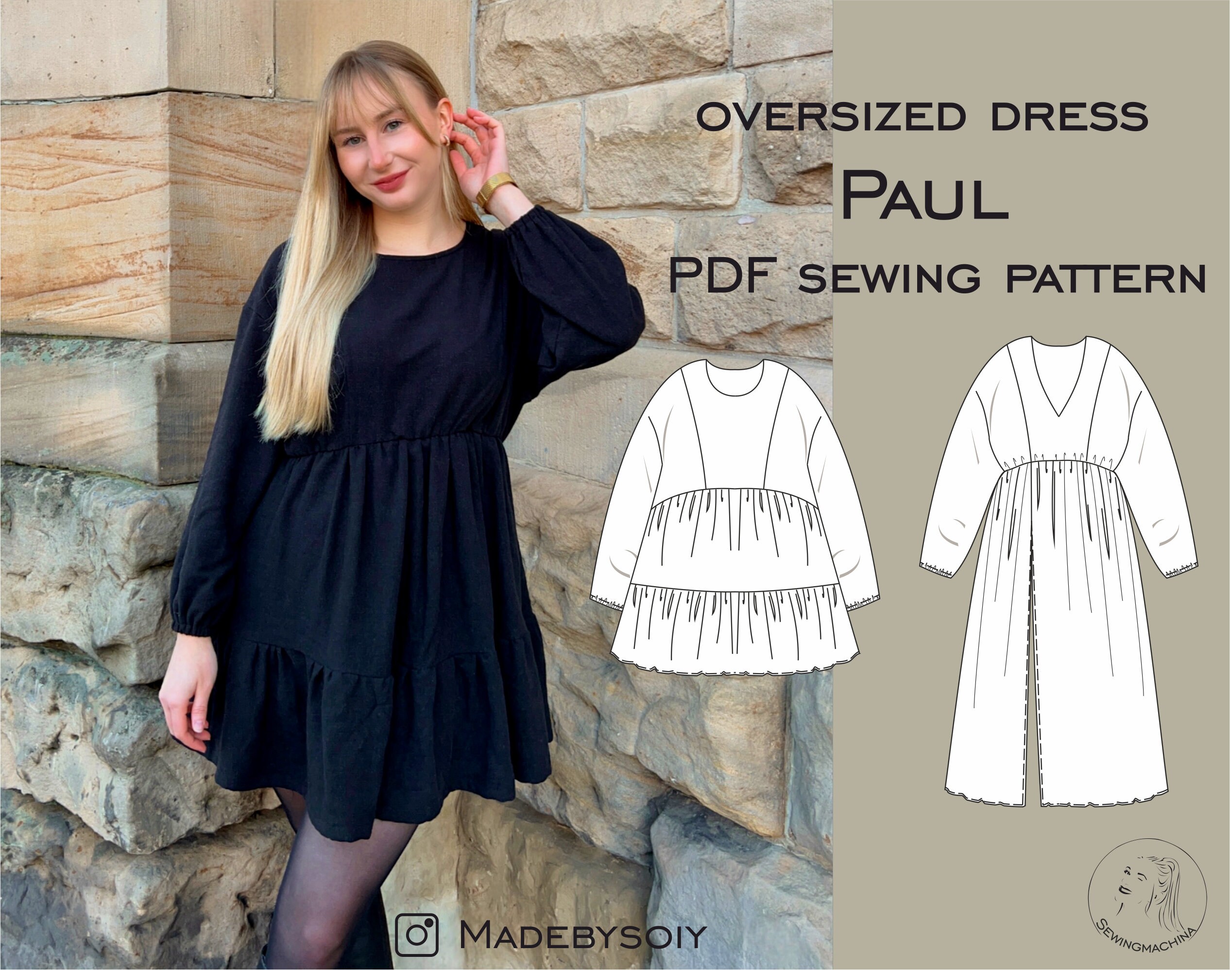 PDF Sewing Pattern Oversize Dress Paul - Etsy
