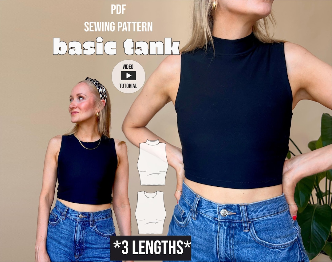 Basic Tank Sewing Pattern Kurt / 3 Lengths / Easy High Neck Top ...