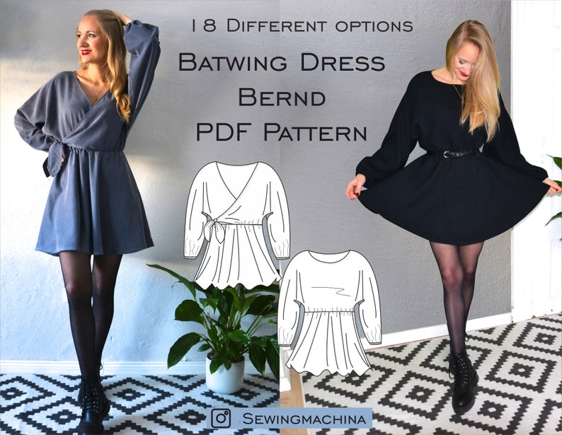 PDF Sewing Pattern Batwing Dress Bernd / Schnittmuster | Etsy