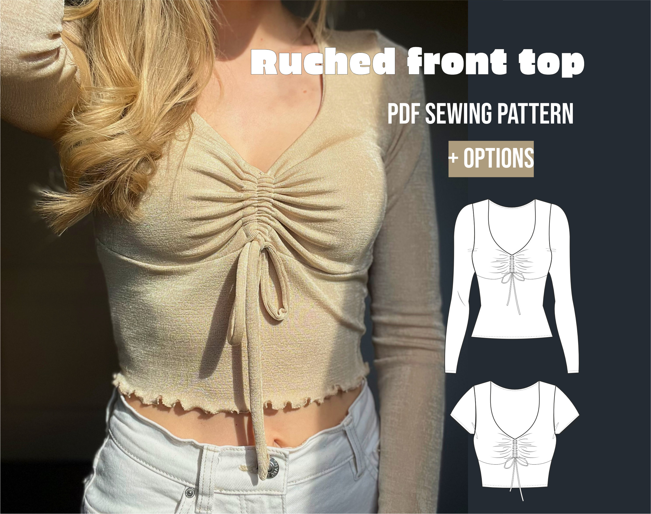 PDF Sewing Pattern Ruched Front Top Uwe Schnittmuster Top Mit Raffung an Der Brust Uwe E book Etsy