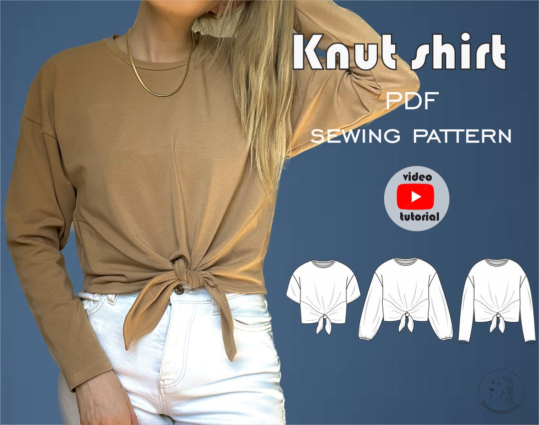 Schnittmuster Oversize Shirt Mit Bindeband Vorne Knut / PDF - Etsy