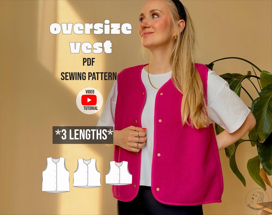 Oversize Vest PDF Sewing Pattern / Video Tutorial / 3 Lengths / Werner ...