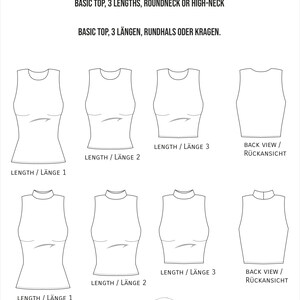 Basic Tank Sewing Pattern Kurt / 3 Lengths / Easy High Neck Top ...