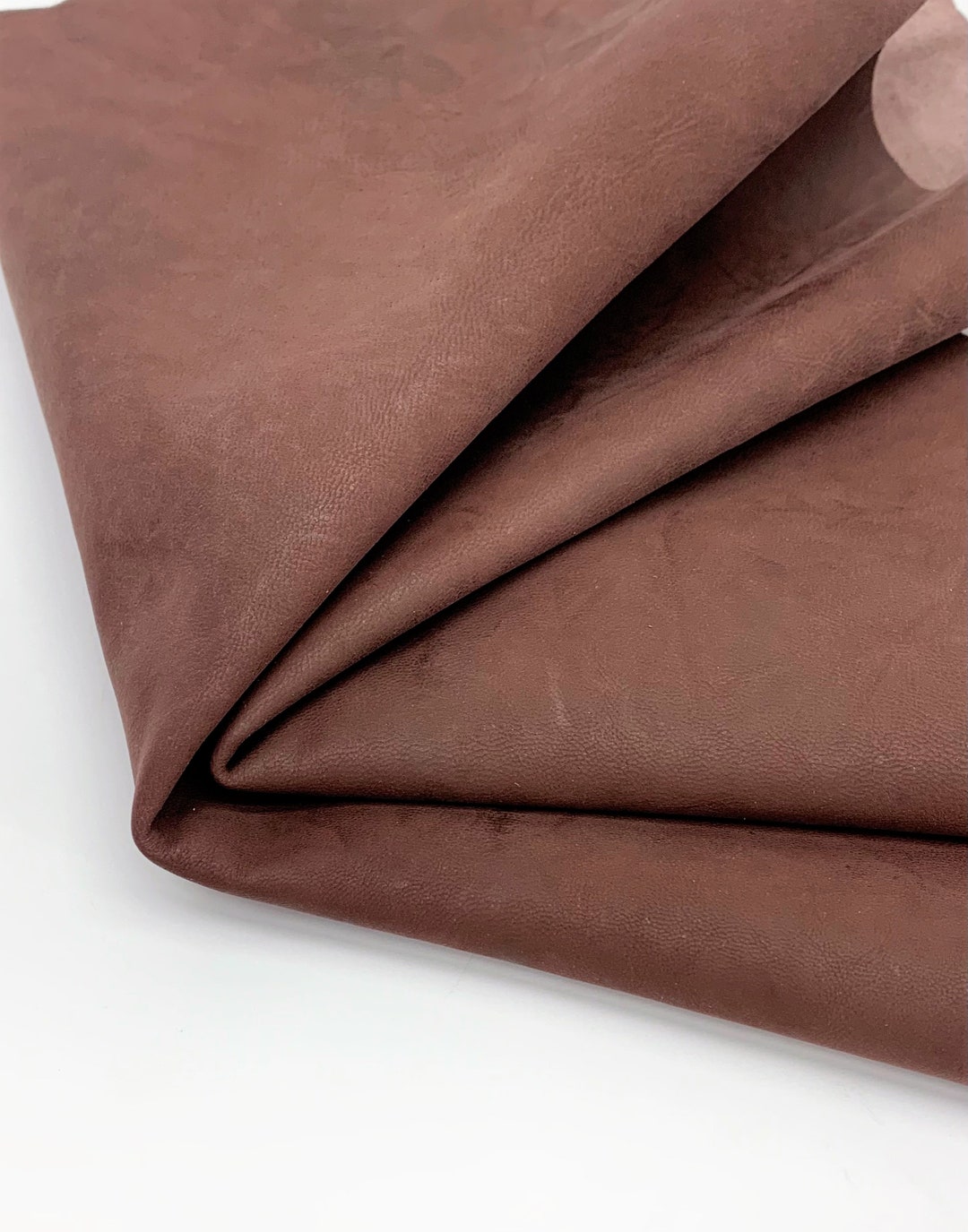 Goat Chestnut Brown Nubuck Thin 1.0mm 1-2 Oz Medium Temper Leather Hide ...